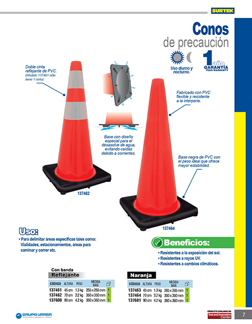 Cono de precaución con banda reflejante, 45 cm Surtek – Alfa Soluciones Industriales